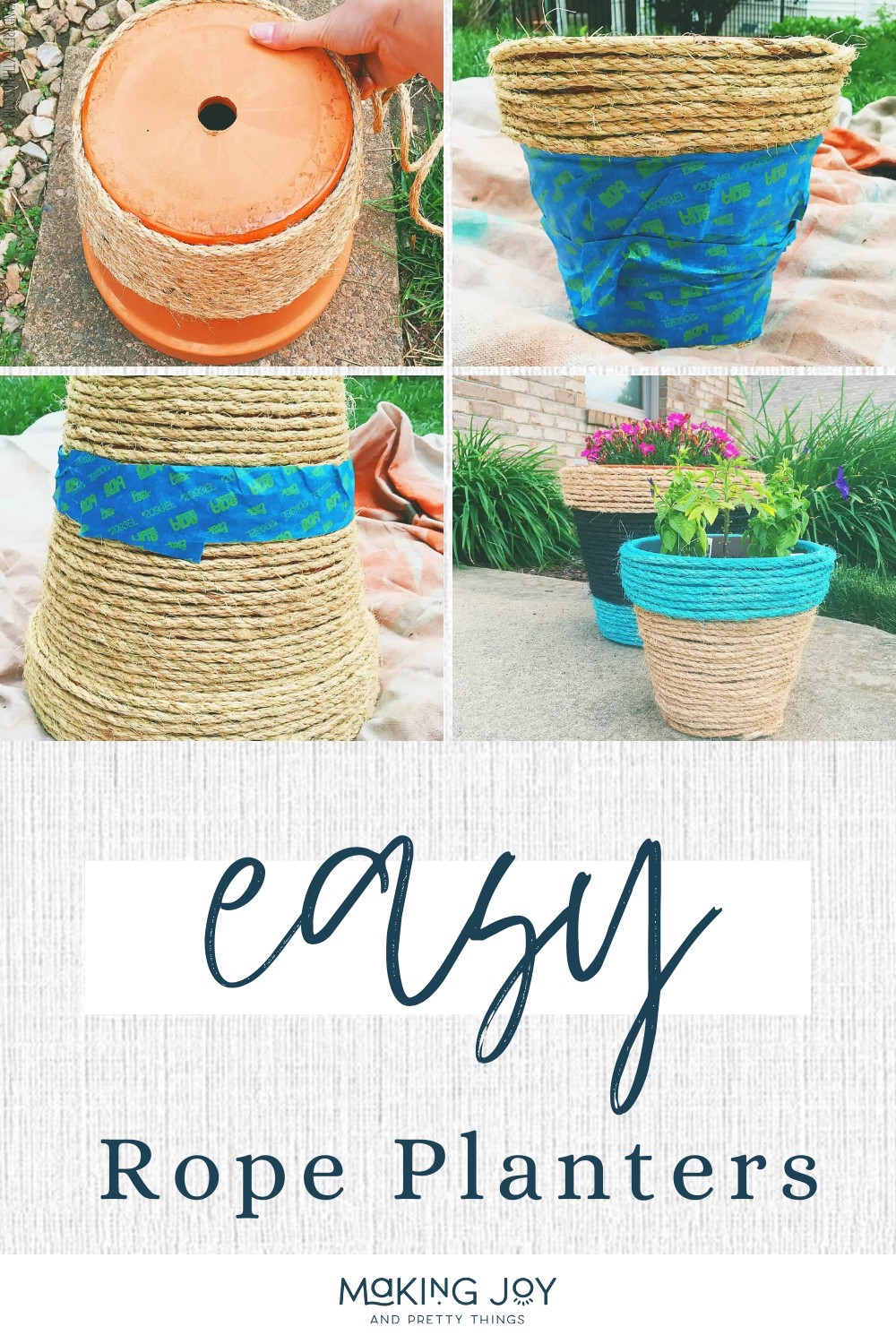 Rope Planters with Paint DIY - Making Joy and Pretty Things