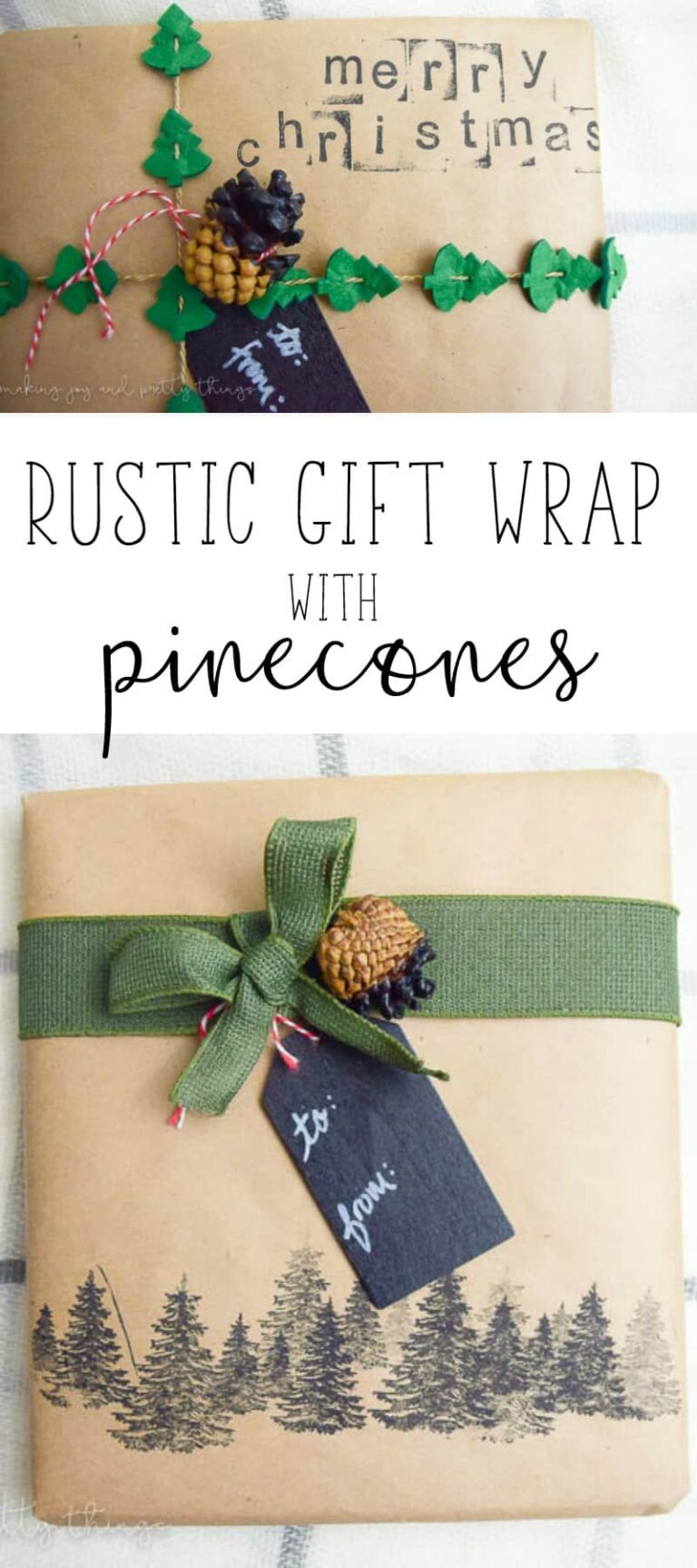 Rustic Gift Wrapping Ideas Using Pinecones | Making Joy & Pretty Things