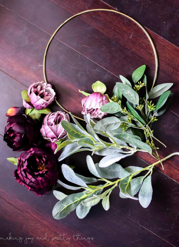 DIY Modern Fall Gold Ring Wreath - Making Joy and Pretty Things